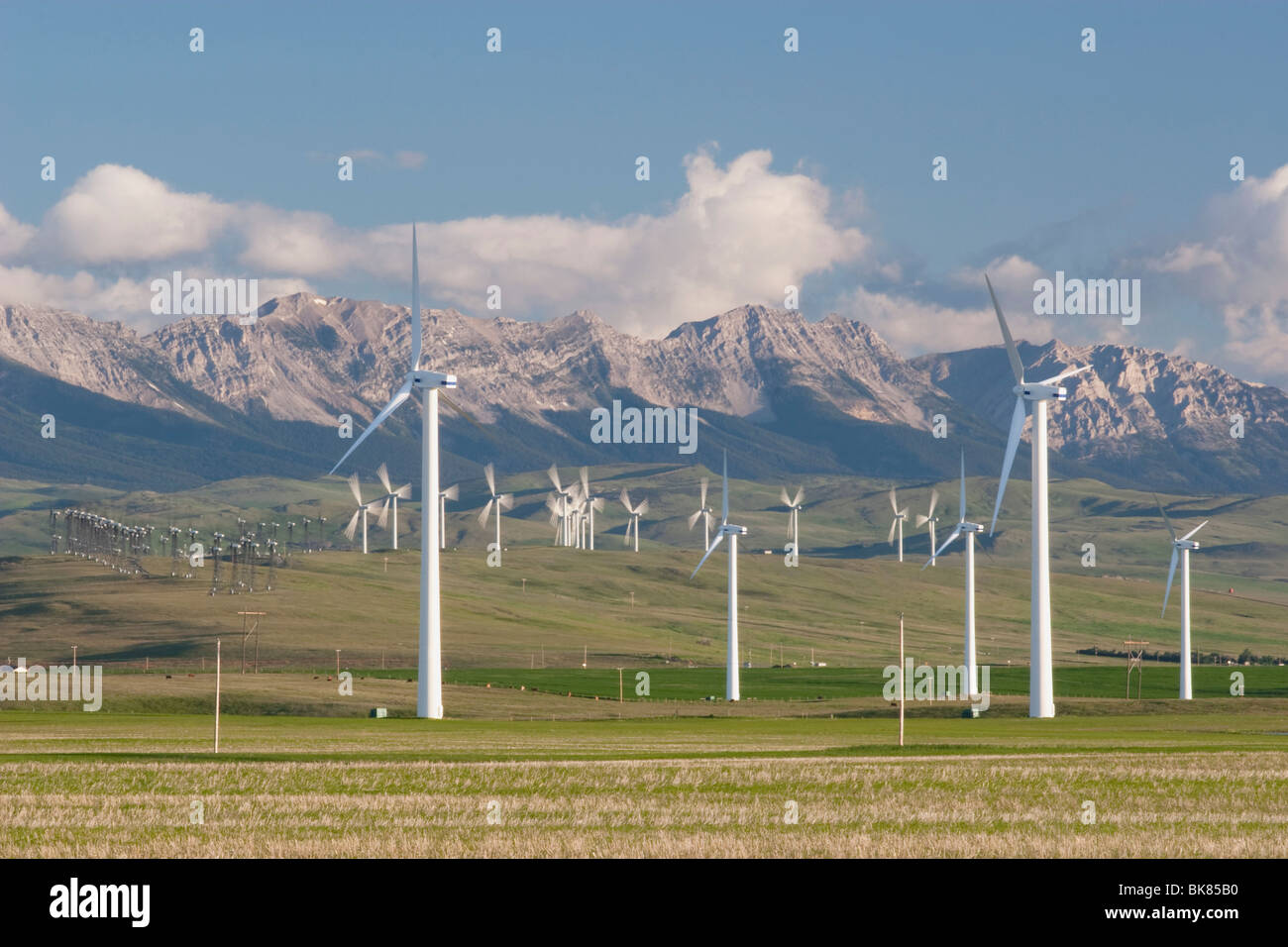 Wind Farm And Mountains, Southern Alberta, Canada Stock Photo - Alamy