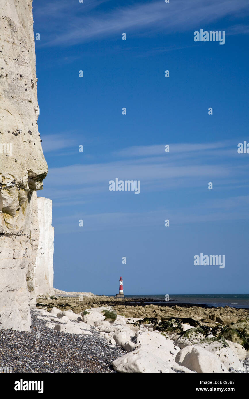 Beachy Head lighthouse as seen from ground/sea level Stock Photo - Alamy