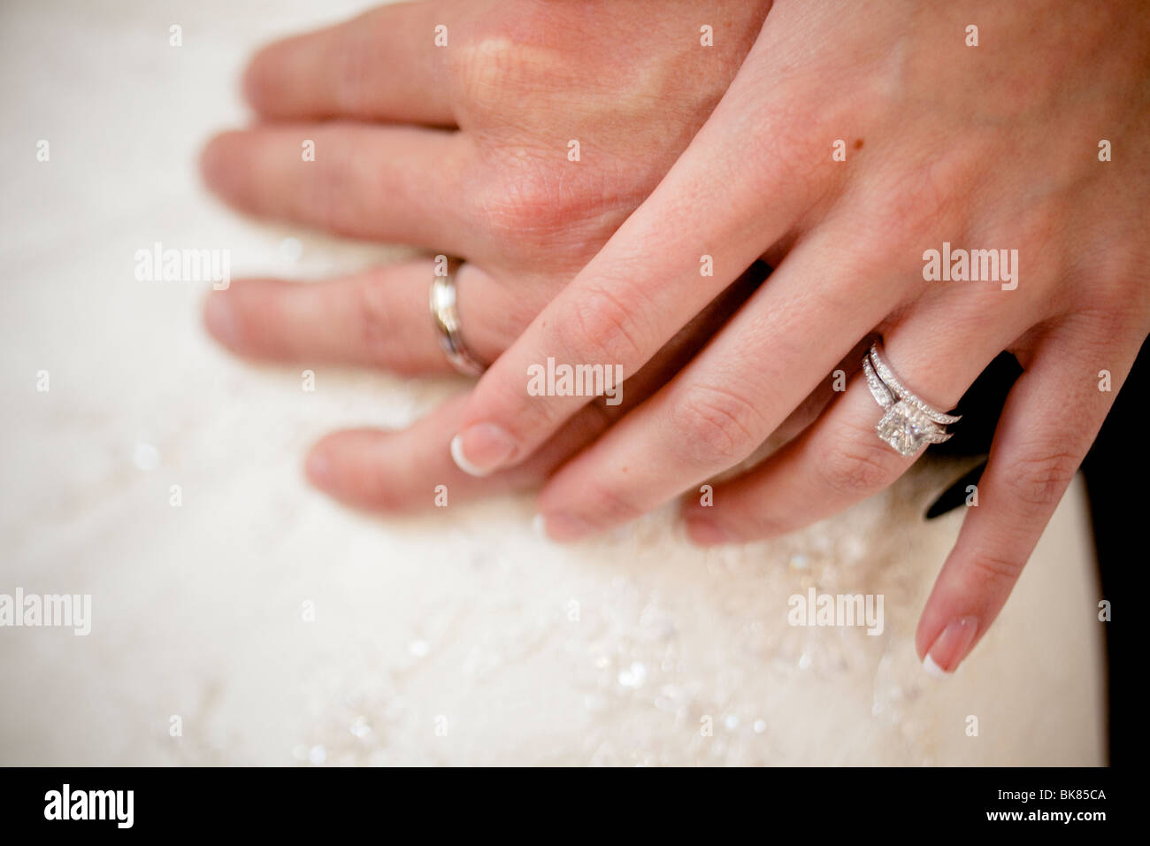 Hands with wedding rings Stock Photo - Alamy