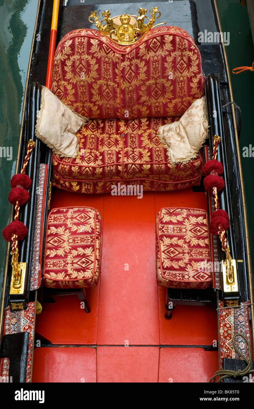 Venice, Gondola Interior Stock Photo - Alamy