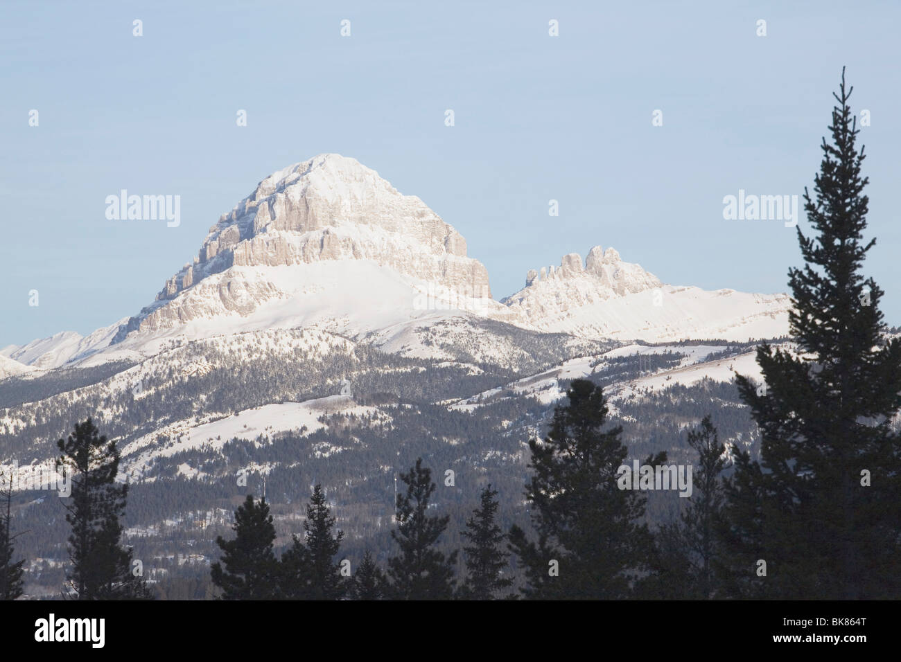 Alberta, Canada; Crowsnest Mountain In The Crowsnest Pass In Winter ...