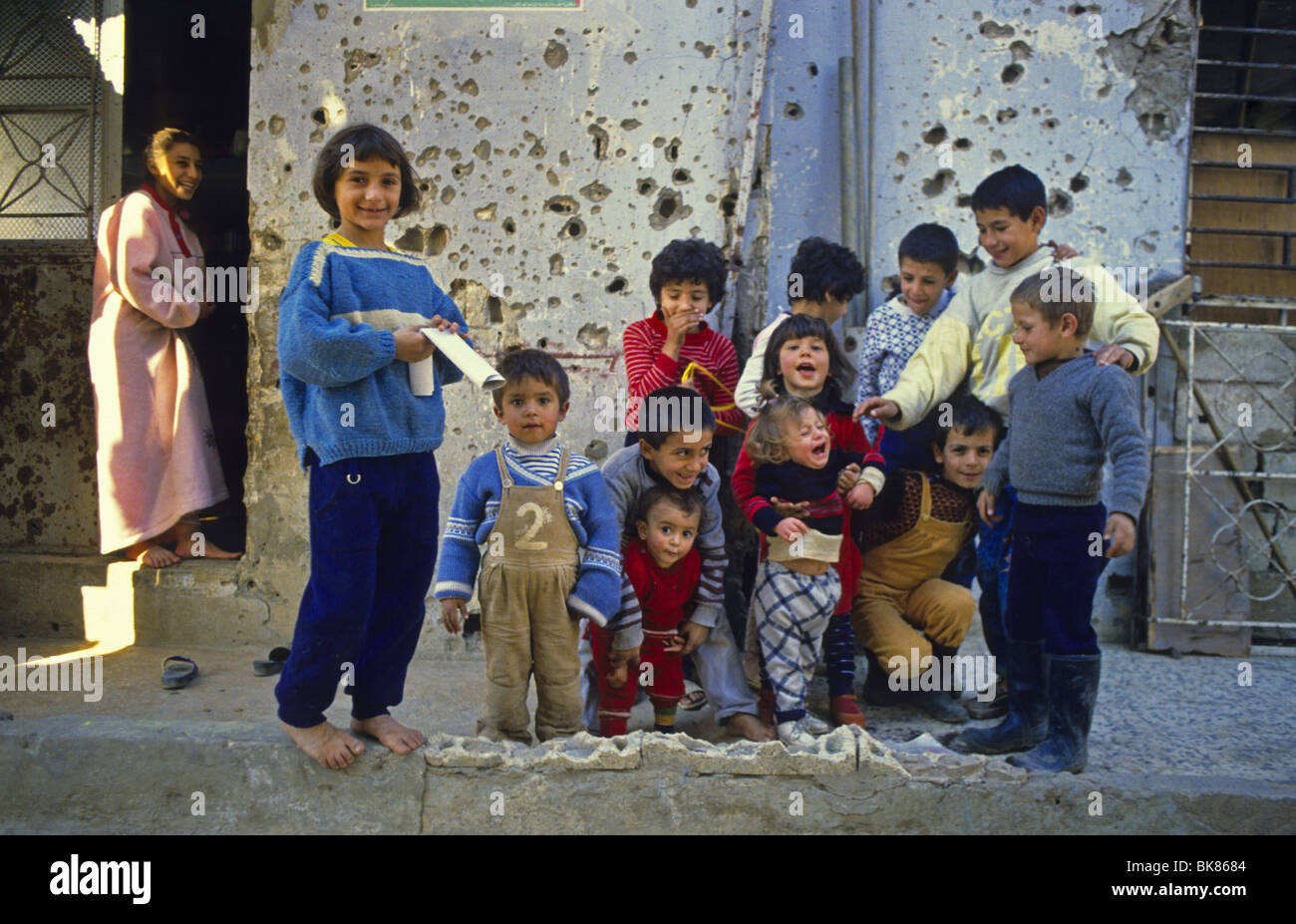 Palestinian children Chatila Camp Beirut during the war 1986 Stock ...