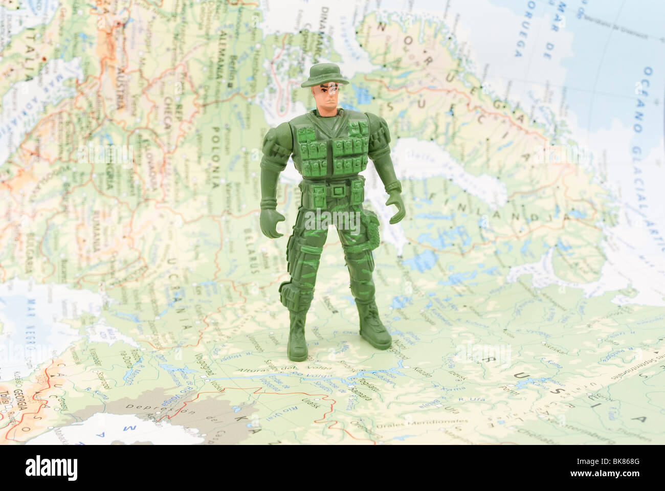 toy soldier on world map Stock Photo - Alamy