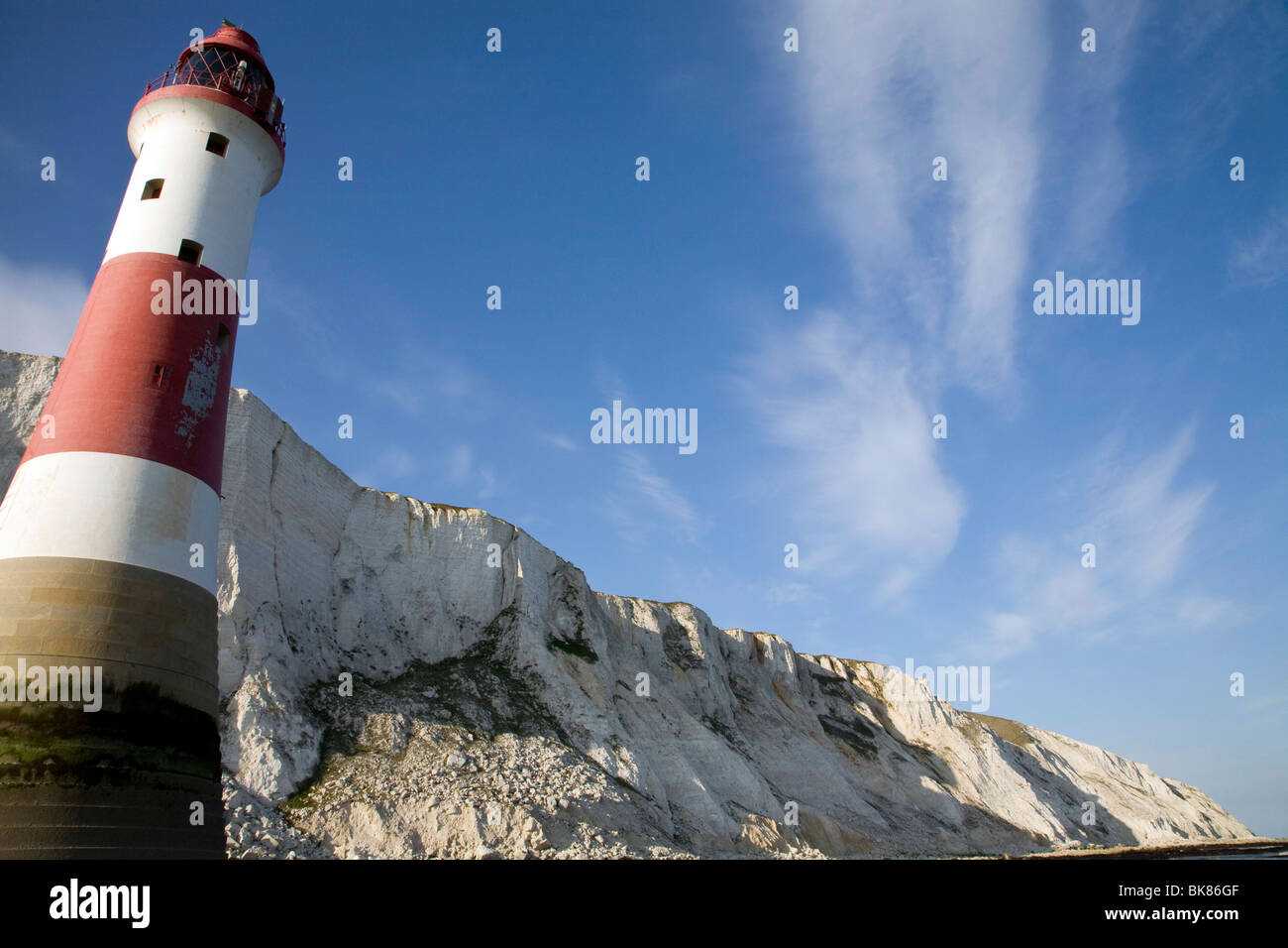 Beachy Head lighthouse as seen from ground/sea level Stock Photo - Alamy
