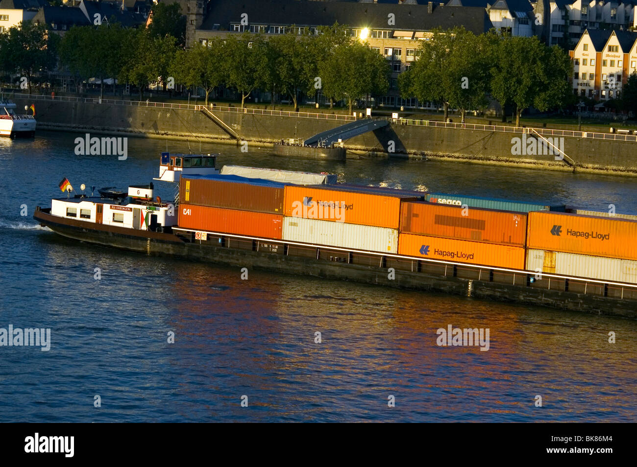 Boats, Container Barge Stock Photo - Alamy