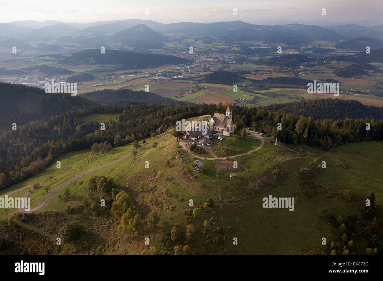 Aerial view of Magdalensberg, Madeline's Mountain, Carinthia, Austria ...