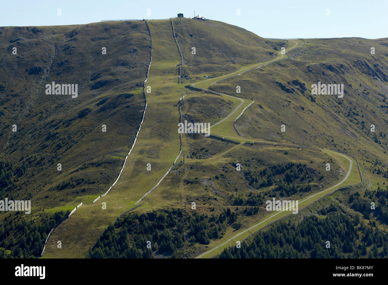 Ski run in summer, aerial photo, Aineck, Katschberg, Carinthia, Austria ...