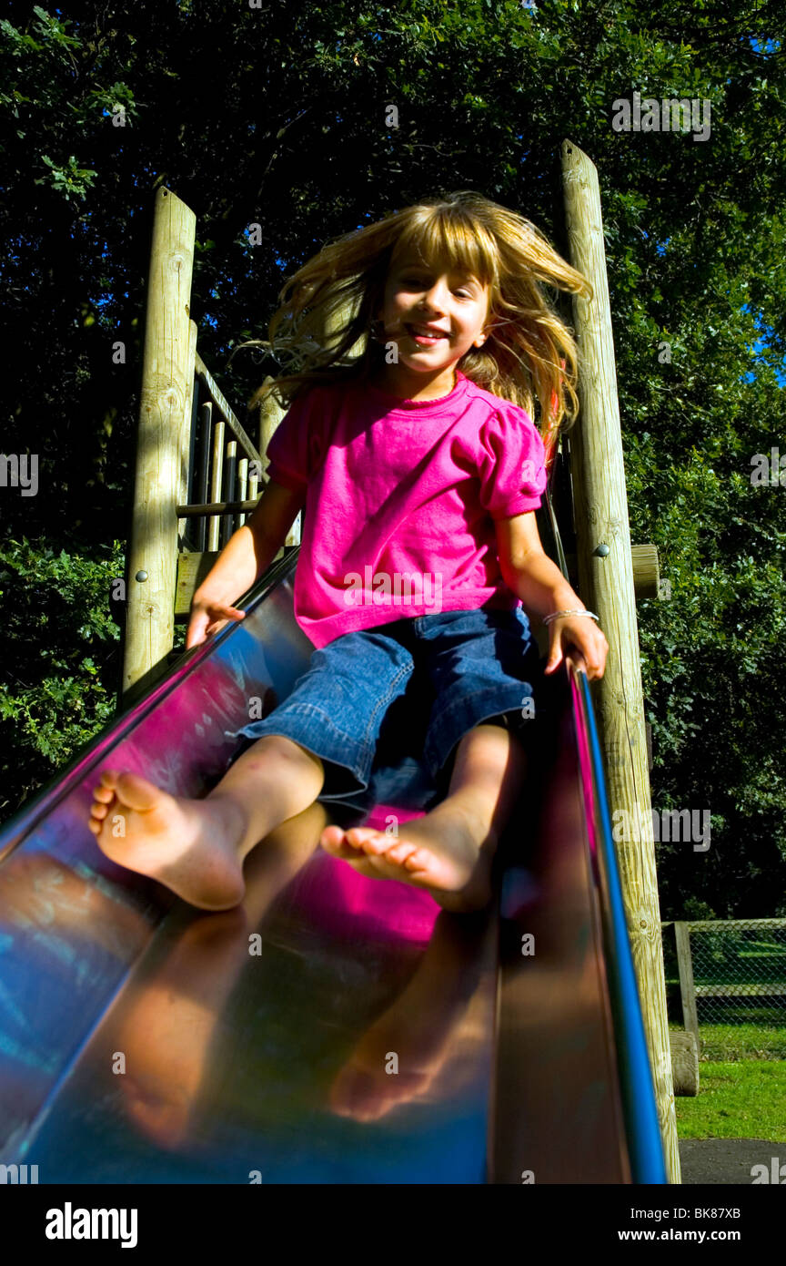 Children, Girl on Slide Stock Photo - Alamy