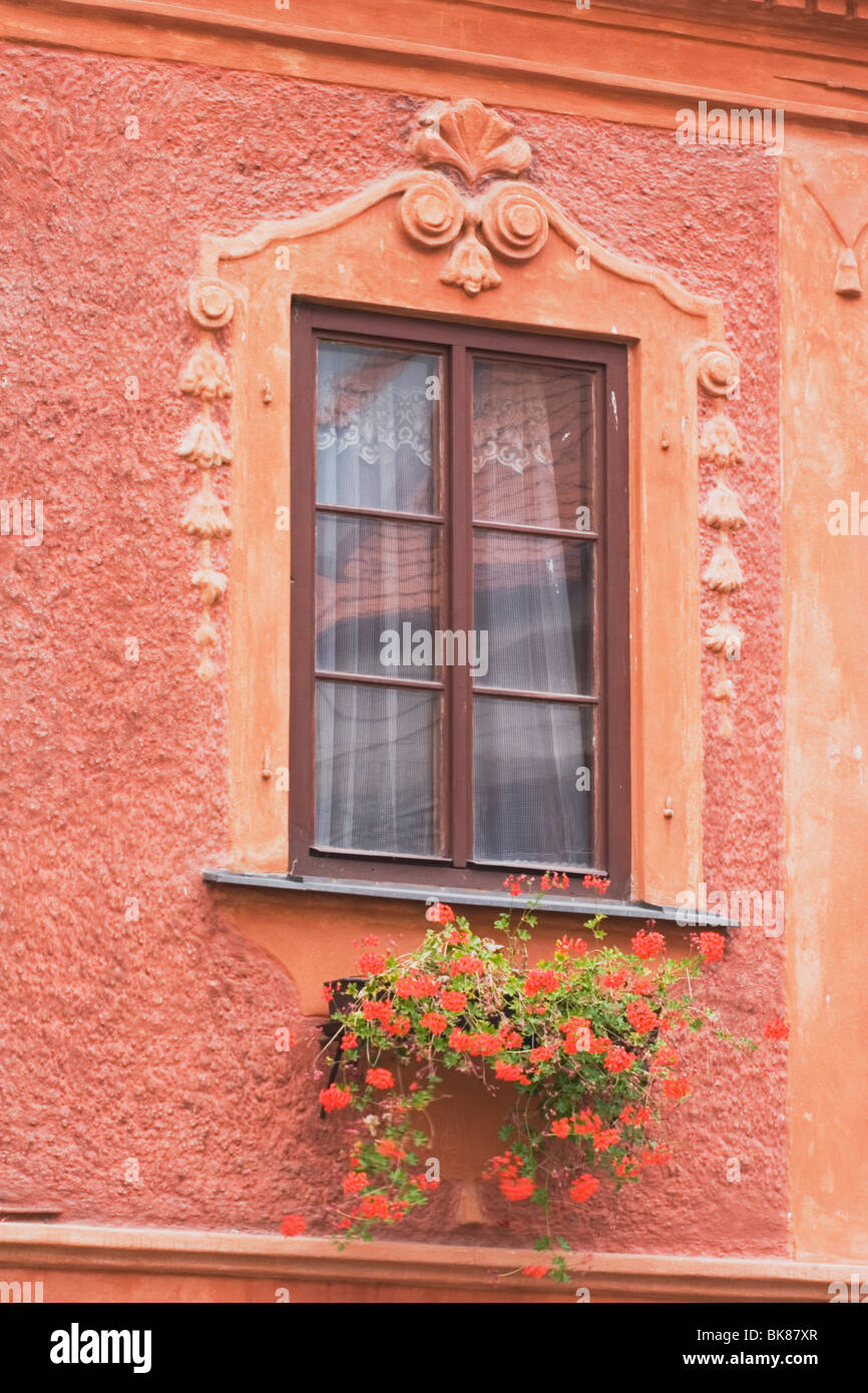 Building Window With Flower Box Stock Photo - Alamy