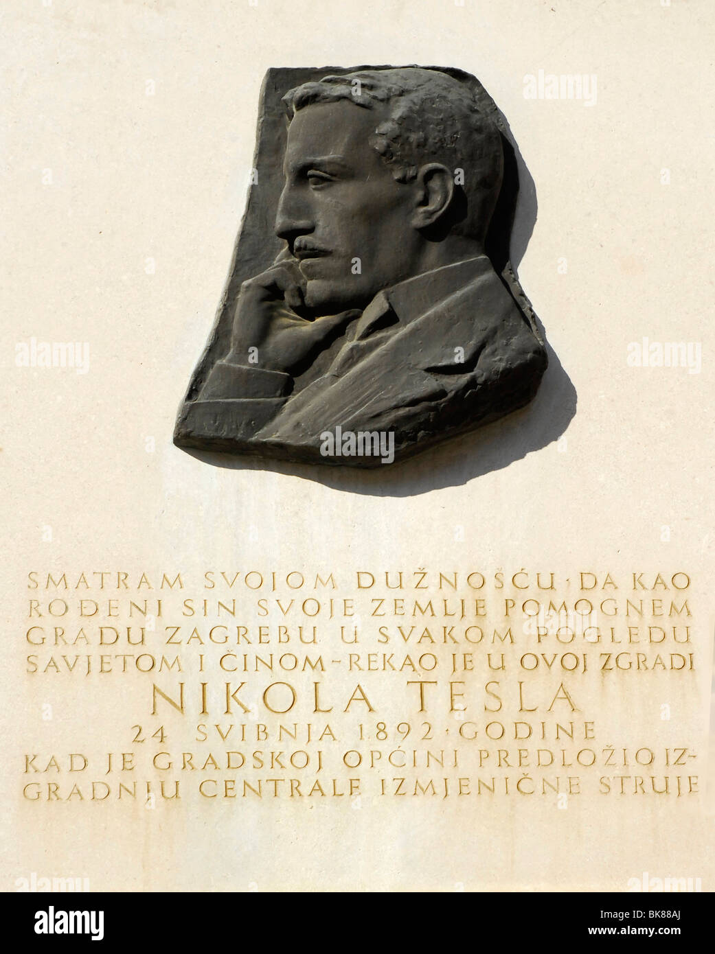 Plaque, Nikola Tesla, physicist, Zagreb, Croatia, Europe Stock Photo ...