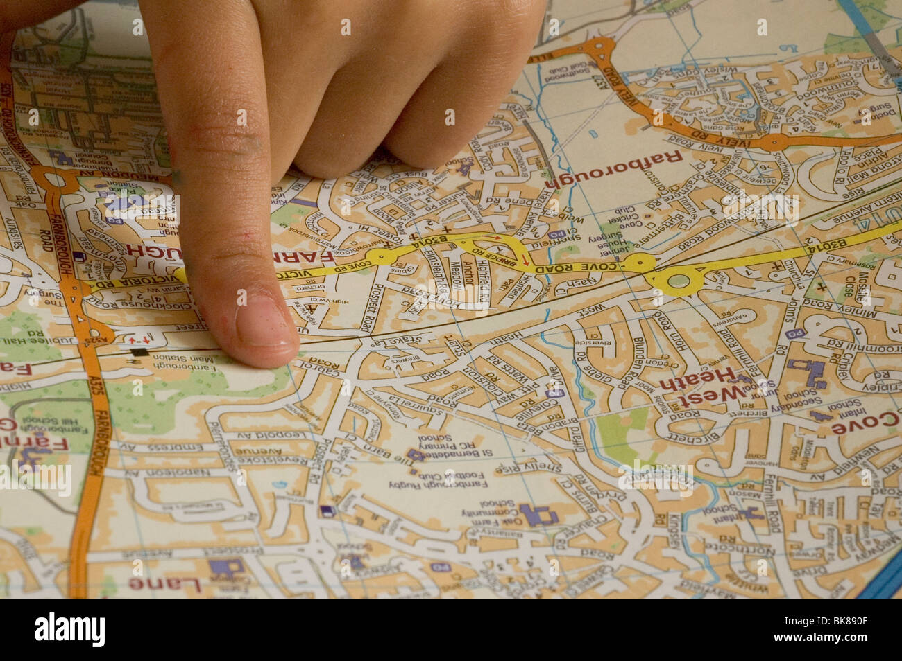 Cars & Roads, Reading Map Stock Photo - Alamy