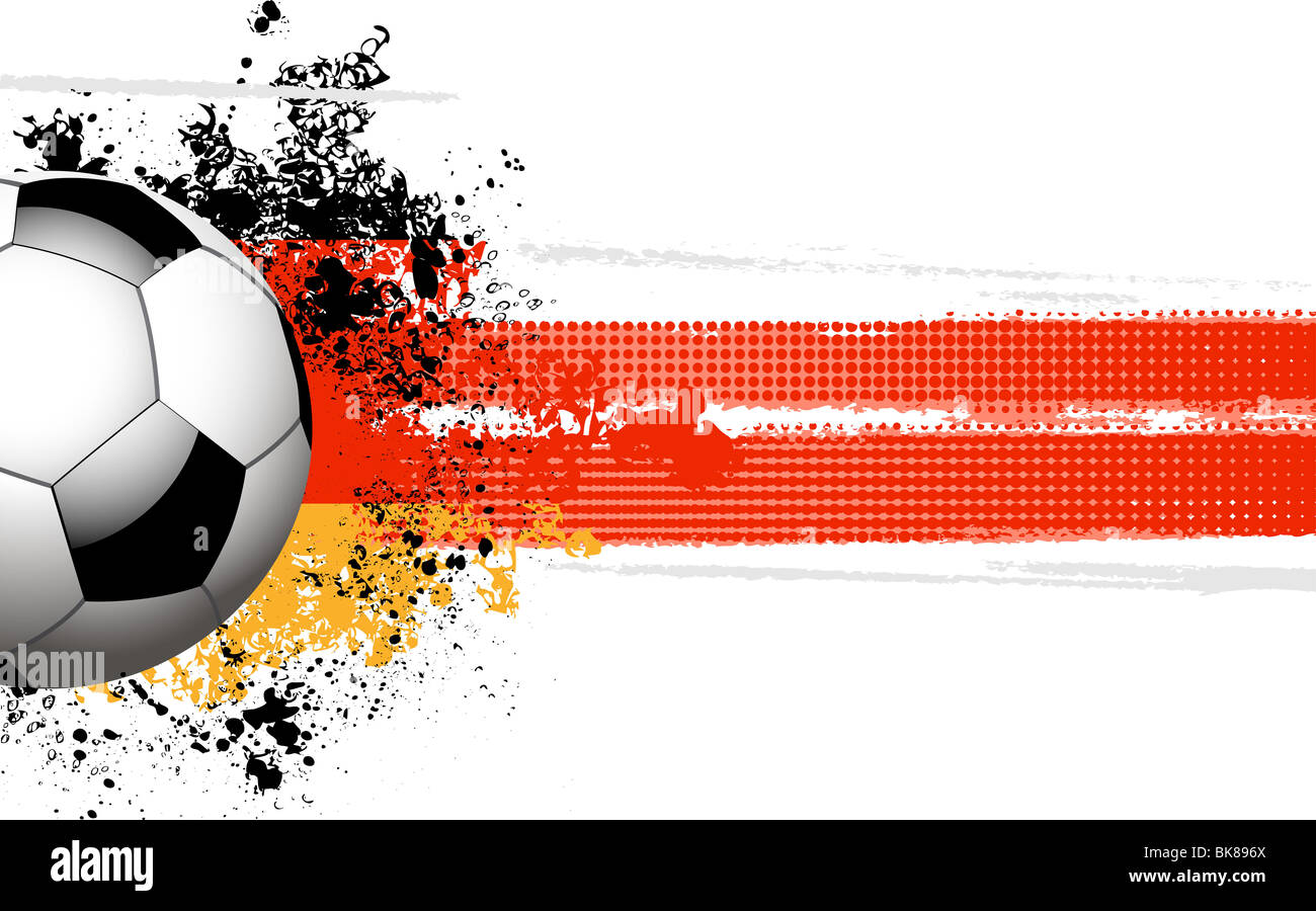 Football on a distressed German flag and banner Stock Photo - Alamy