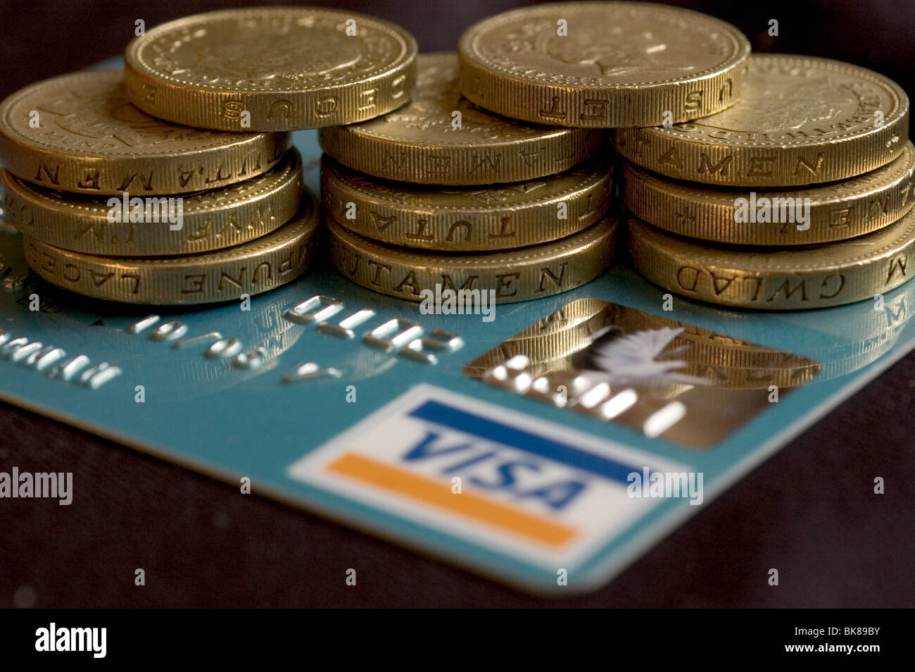 English Pound Coins & Credit Card Stock Photo - Alamy