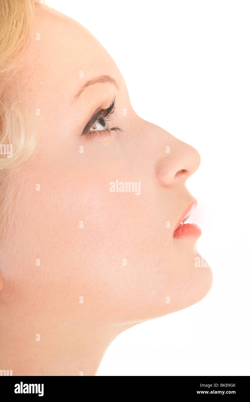 portrait of positive careless girl on white Stock Photo - Alamy