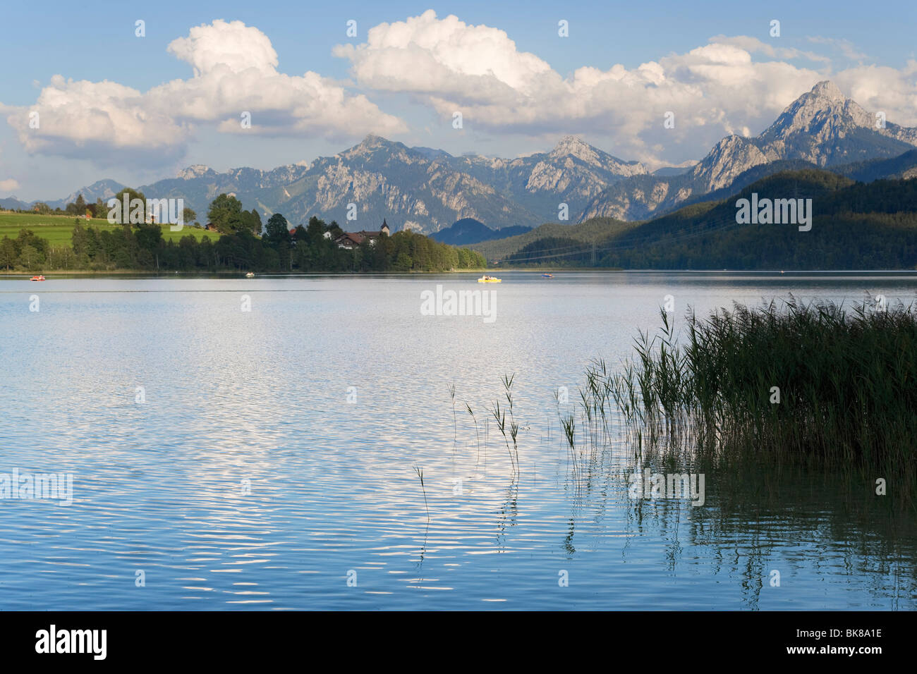 Weissensee Lake near Fuessen, Upper Allgaeu, Upper Bavaria, Bavaria ...