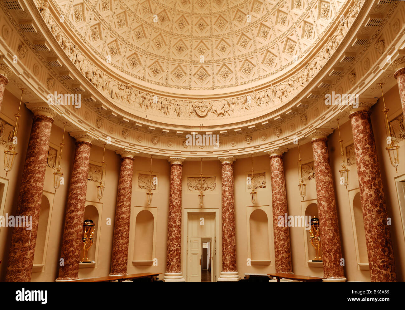 Decorative lobby with dome, detail of Stowe School, private school ...