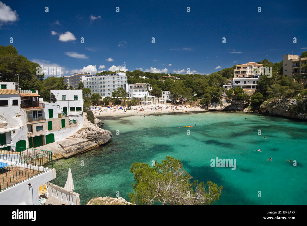 Hotel and Bay of Cala Santanyi, Mallorca, Majorca, Balearic Islands ...