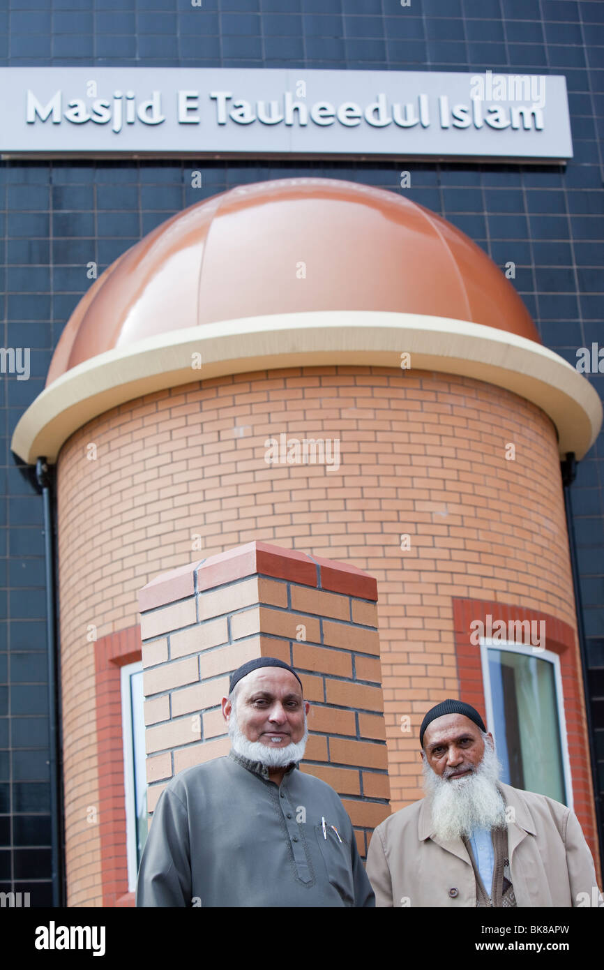 Elderly Pakistani men outside a newly built mosque in Blackburn ...