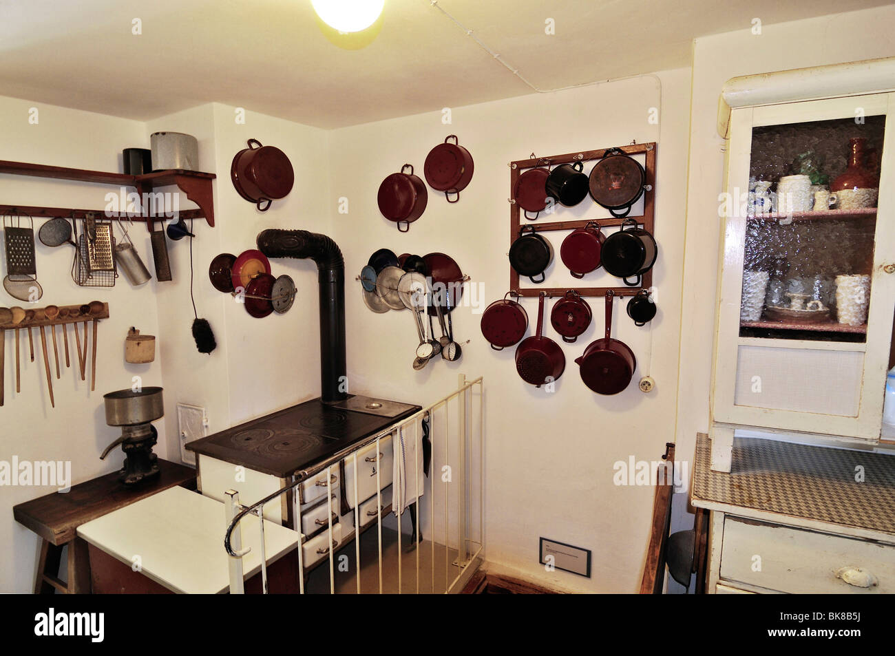 Kitchen from the fifties, Glentleiten farming museum, Bavaria, Germany ...