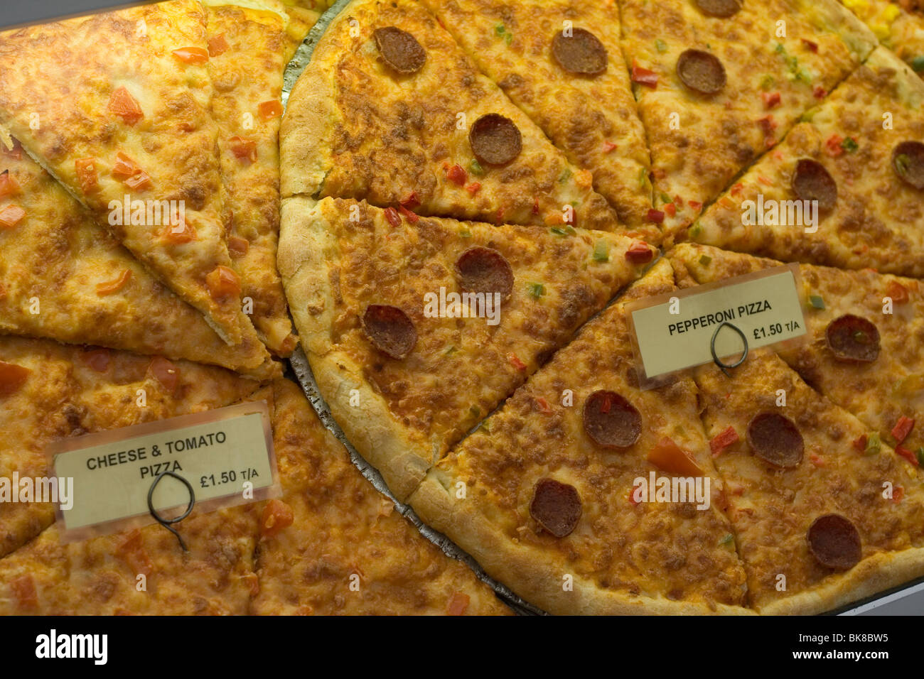 Pizza on display Stock Photo - Alamy