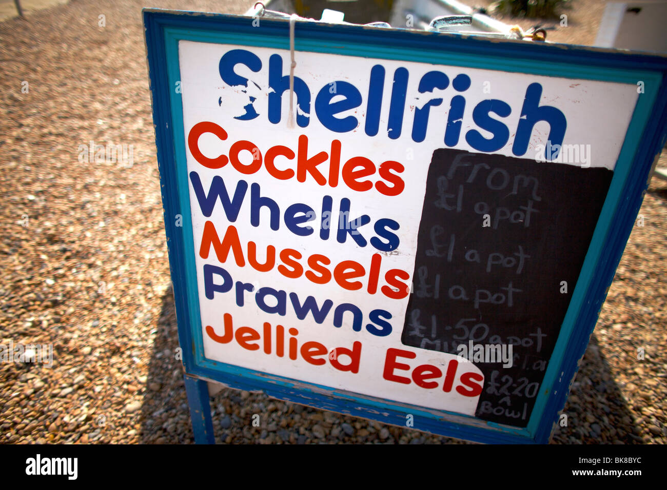 Shellfish sign and shop on Brighton seafront Stock Photo - Alamy
