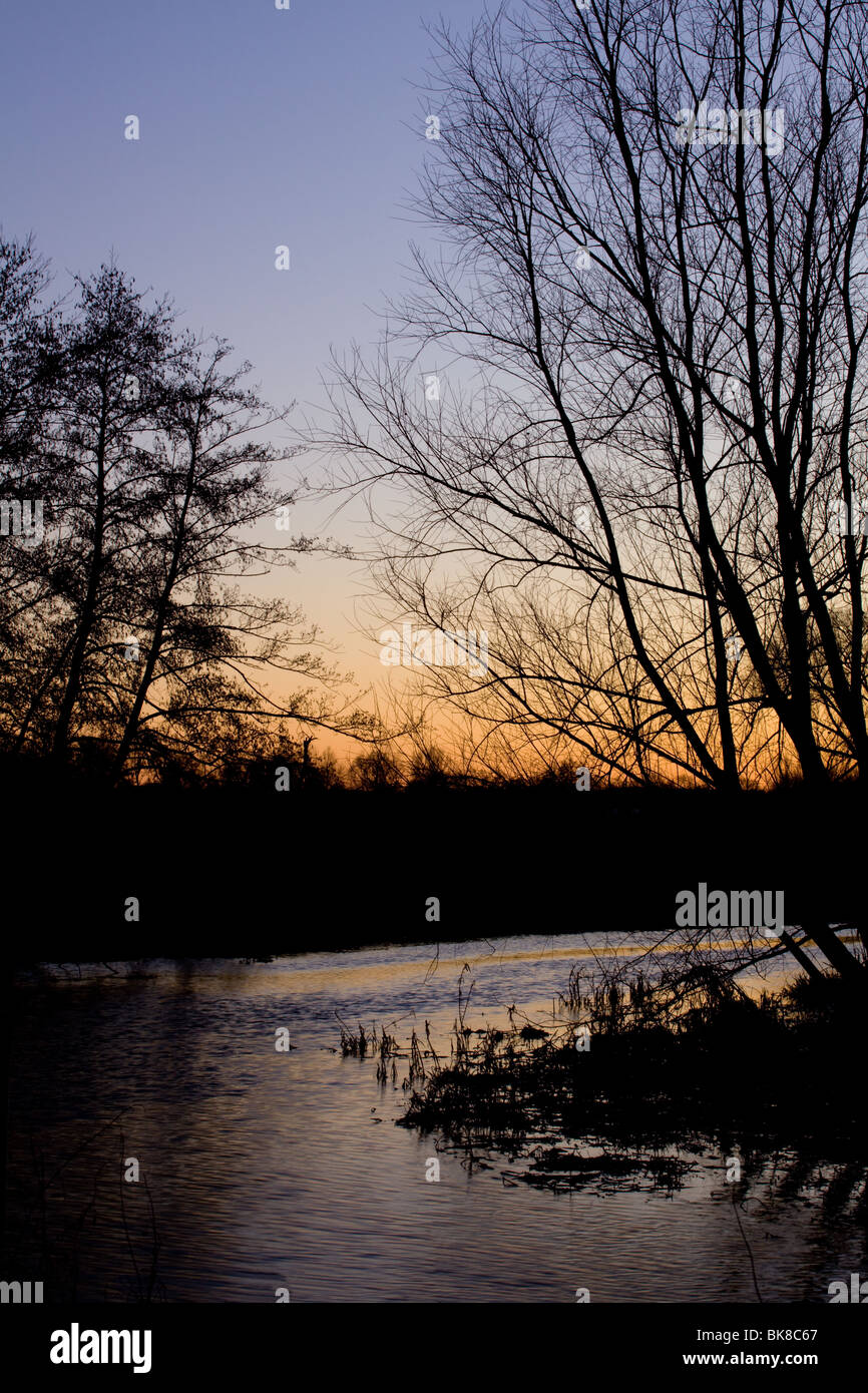A winter sunrise over a river Stock Photo - Alamy