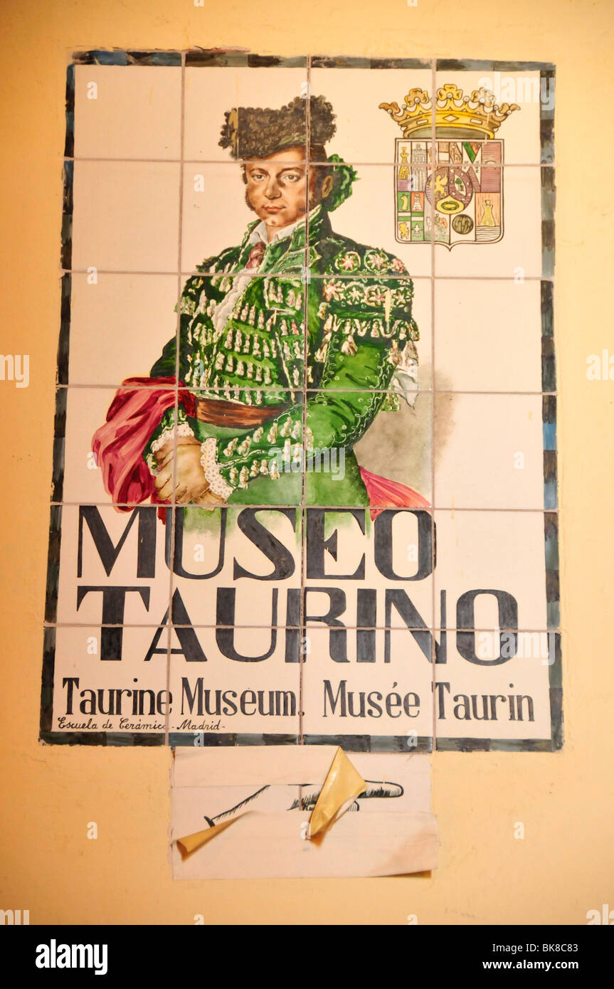 Wall tiles at the Museo Taurino, bullfighting museum in Las Ventas ...