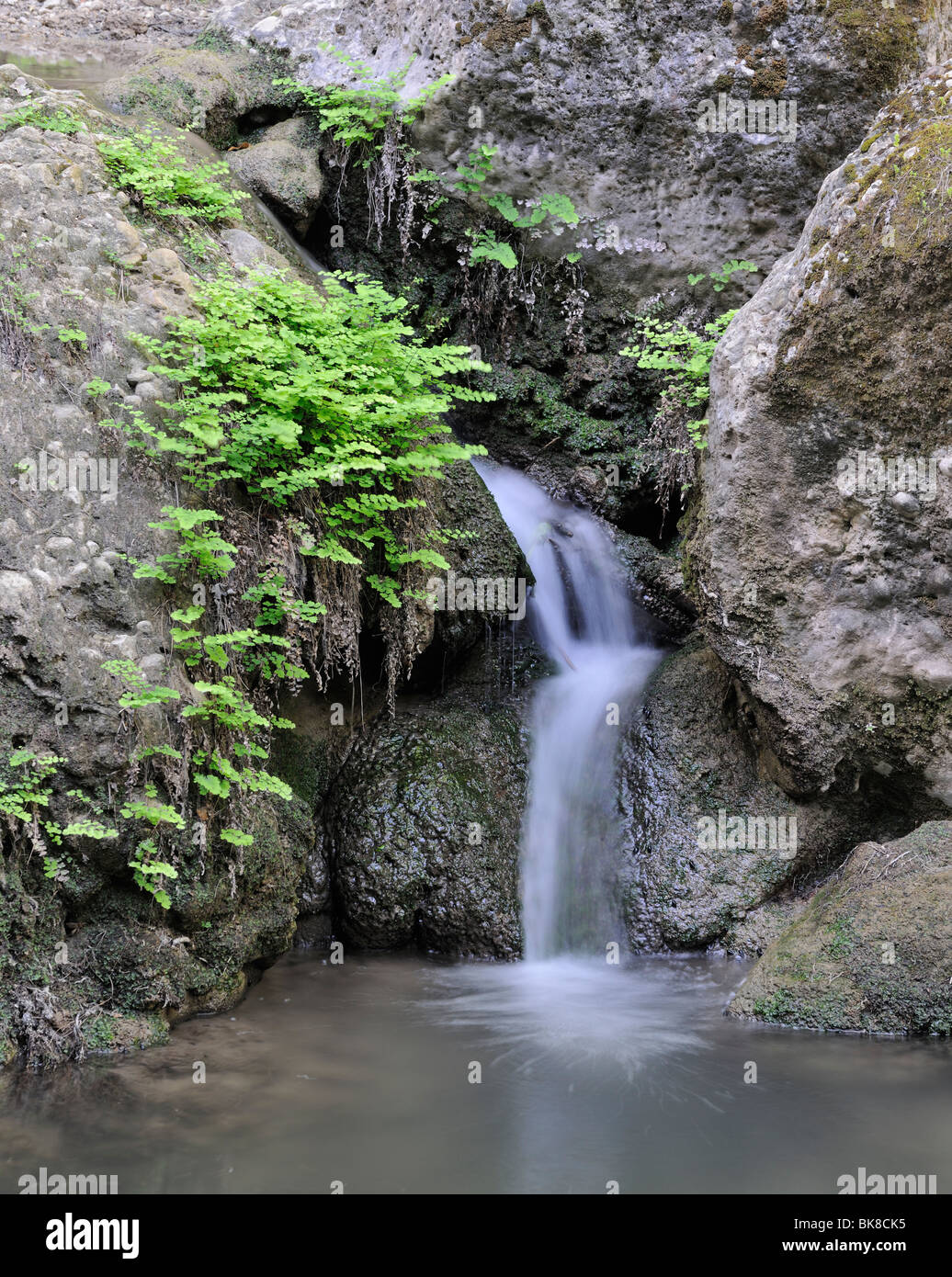 Small waterfall in the Valley of the Butterflies, Petaloudes, Rhodes ...
