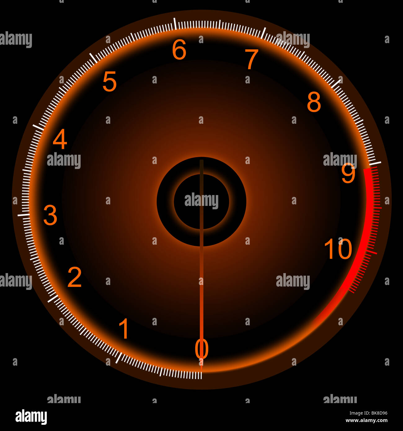 Orange lighted speedometer Stock Photo - Alamy