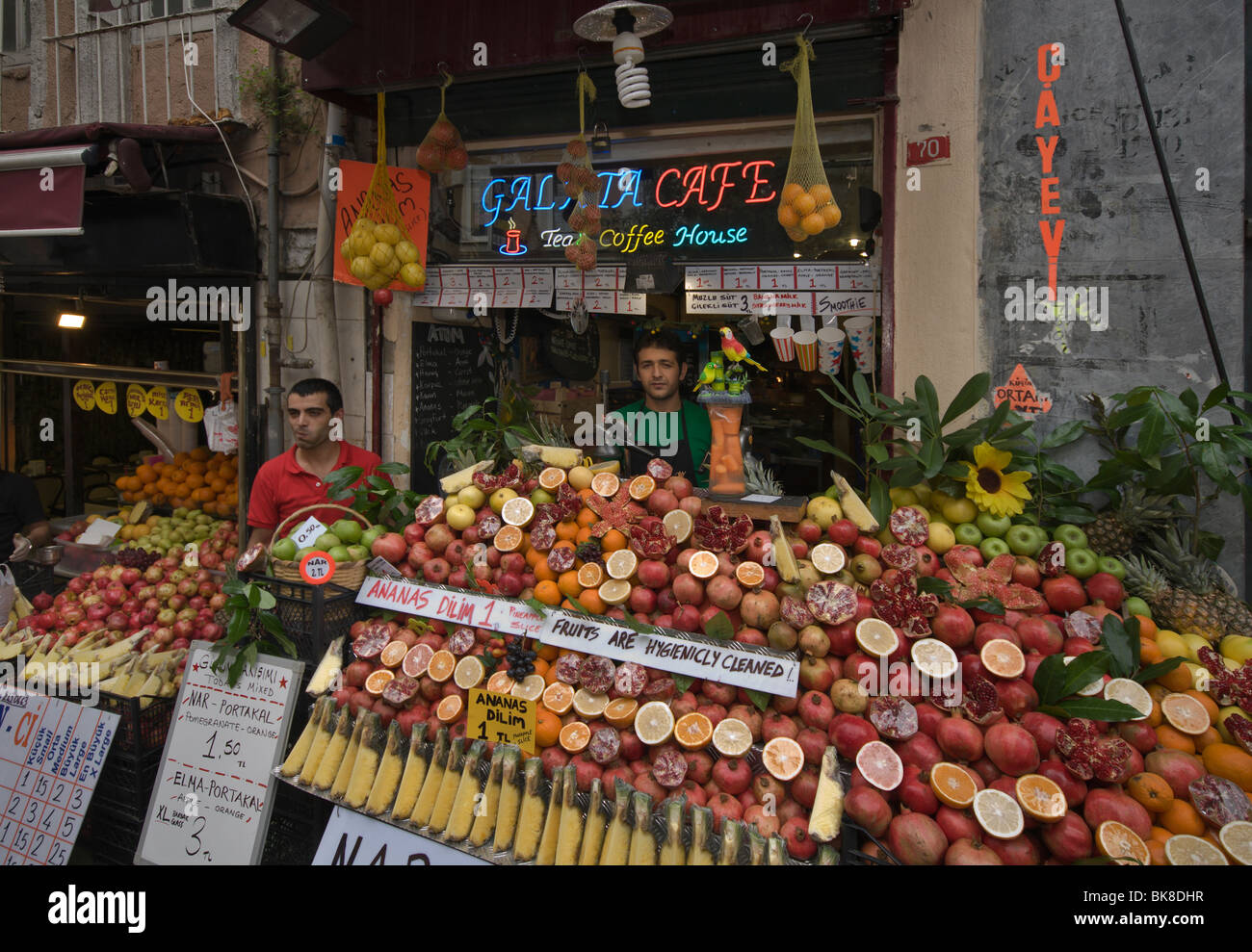 Galata Cafe,Fresh fruit juices shop,Beyoglu,istanbul Turkey Stock Photo ...