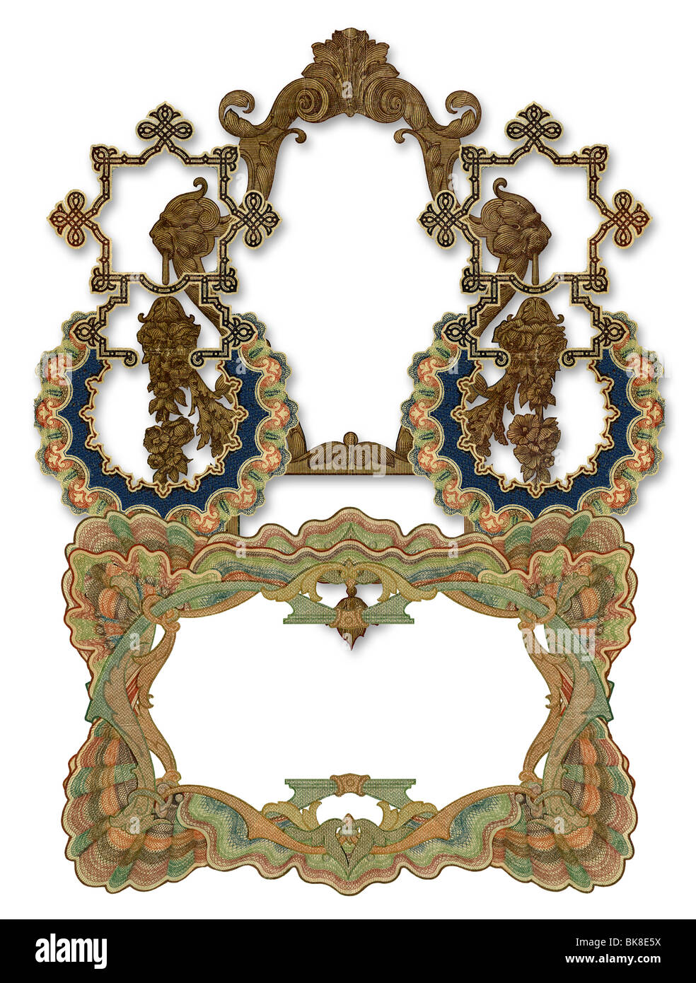Luxuriously illustrated old colored victorian frame Stock Photo - Alamy