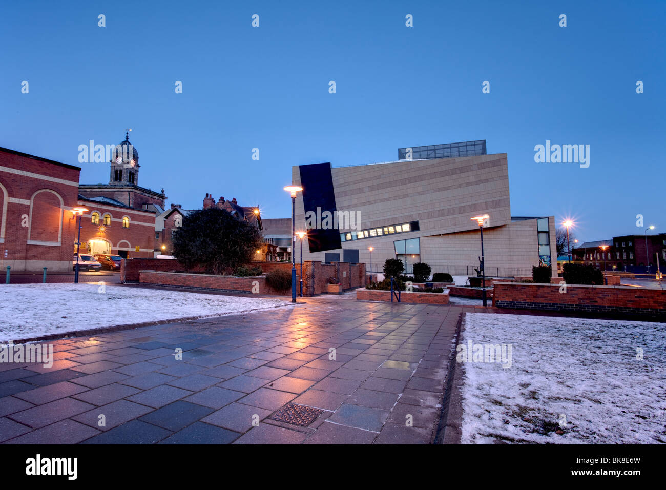 Derby quad center for art and film. shot taken at dusk. with guildhall ...