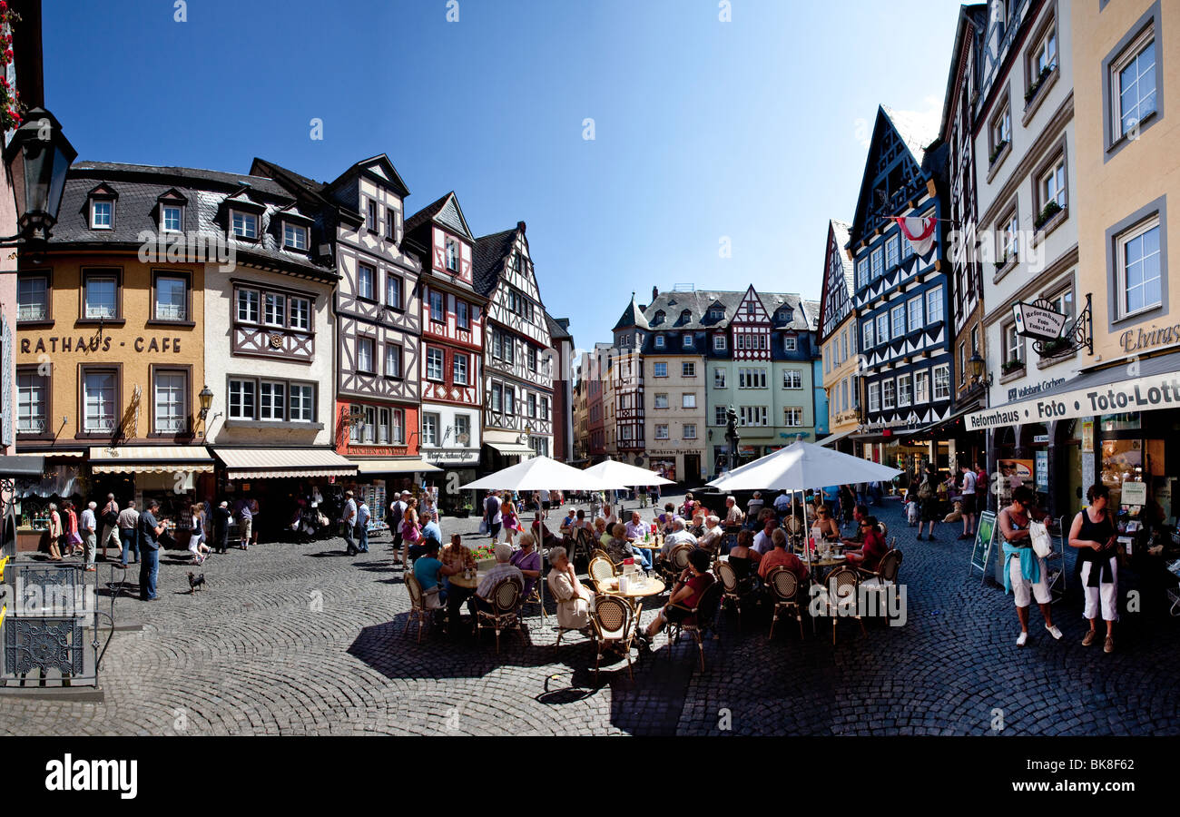 The market square of Cochem, district of Cochem-Zell, Rhineland ...