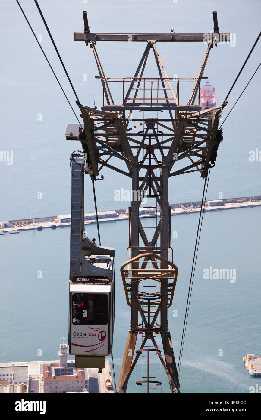 Cable car travelling to Upper Rock, Gibraltar Stock Photo - Alamy