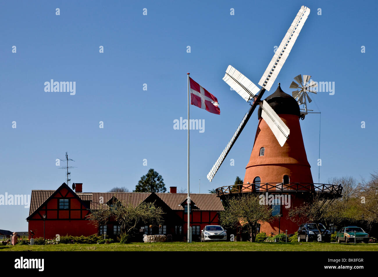Historic Dutch style windmill, Aastrup, Faaborg, Funen, Denmark, Europe ...
