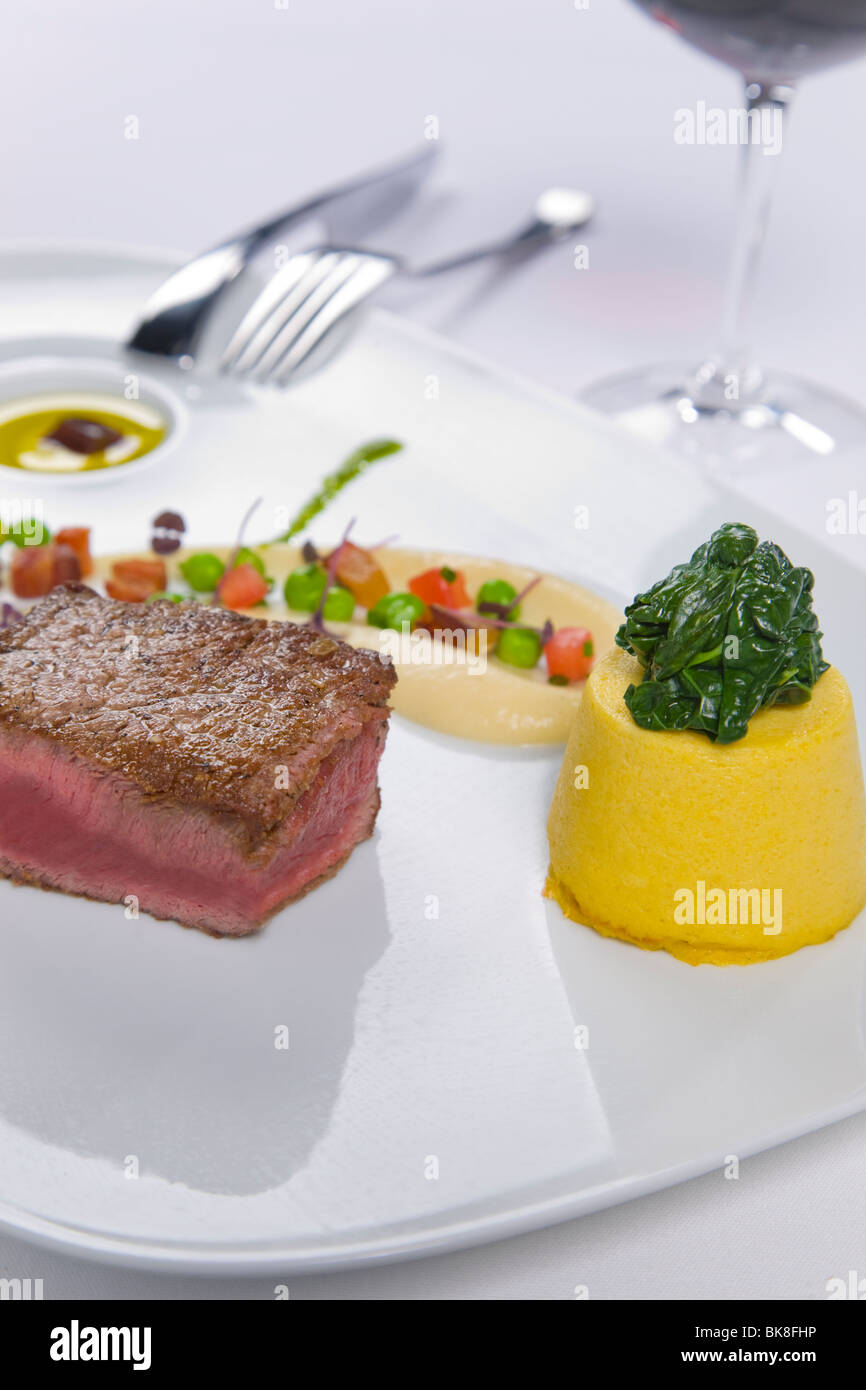 Steak served with condiments Stock Photo - Alamy