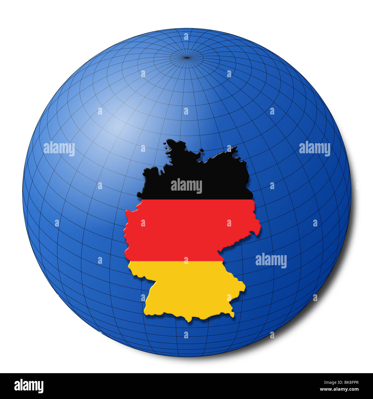 Germany map flag on abstract globe illustration Stock Photo - Alamy