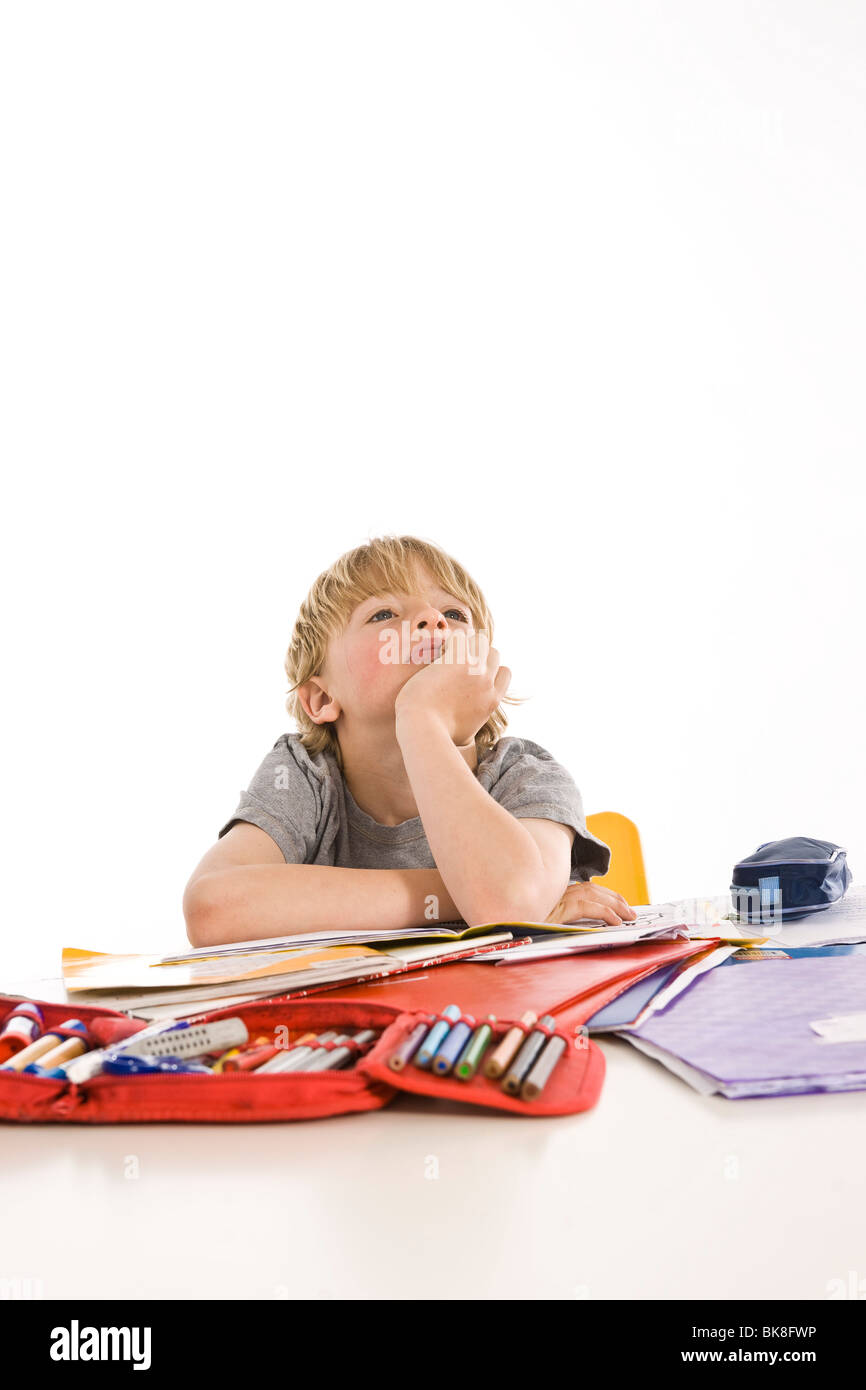 Child homework bored studio hi-res stock photography and images - Alamy