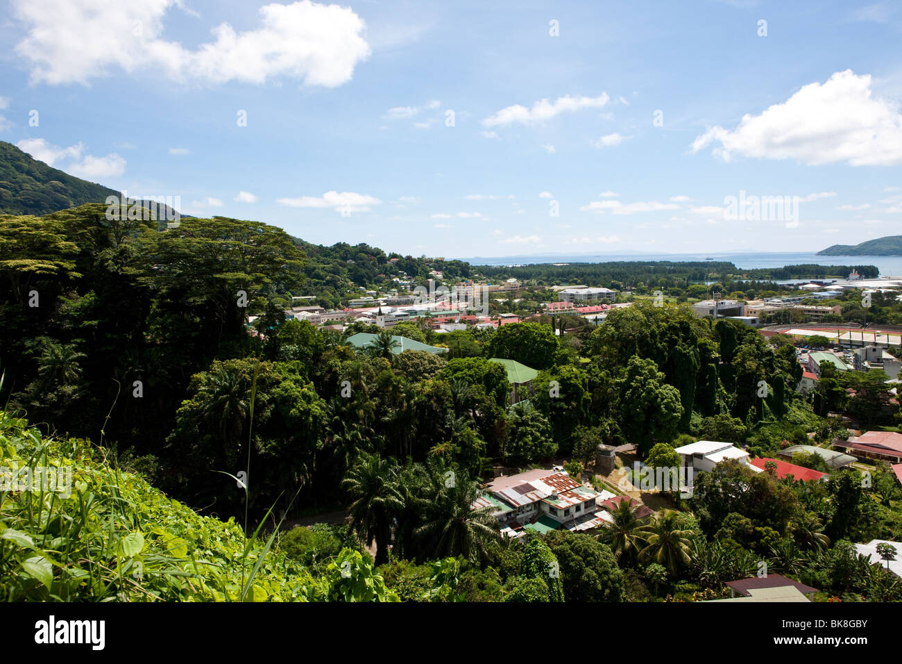 View from Bel Air towards the capital city of Victoria, Mahe Island ...