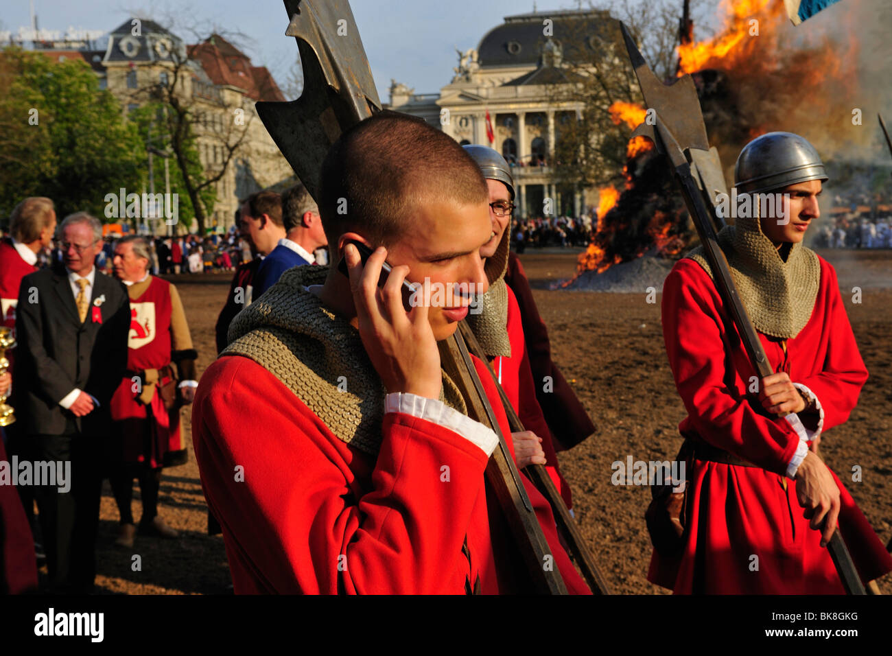The Boeoeg, a doll symbolizing winter, is burned at Sechselaeuten ...