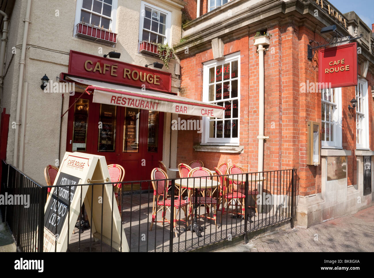 Empty Cafe Rouge restaurant, High St, Chislehurst, Kent UK Stock Photo ...