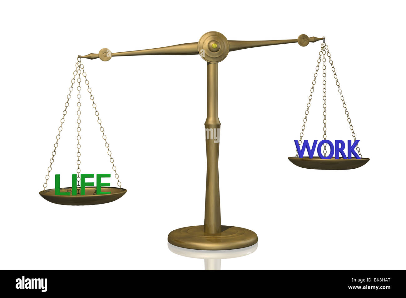 Concept image of a scale showing the balance between work and life ...