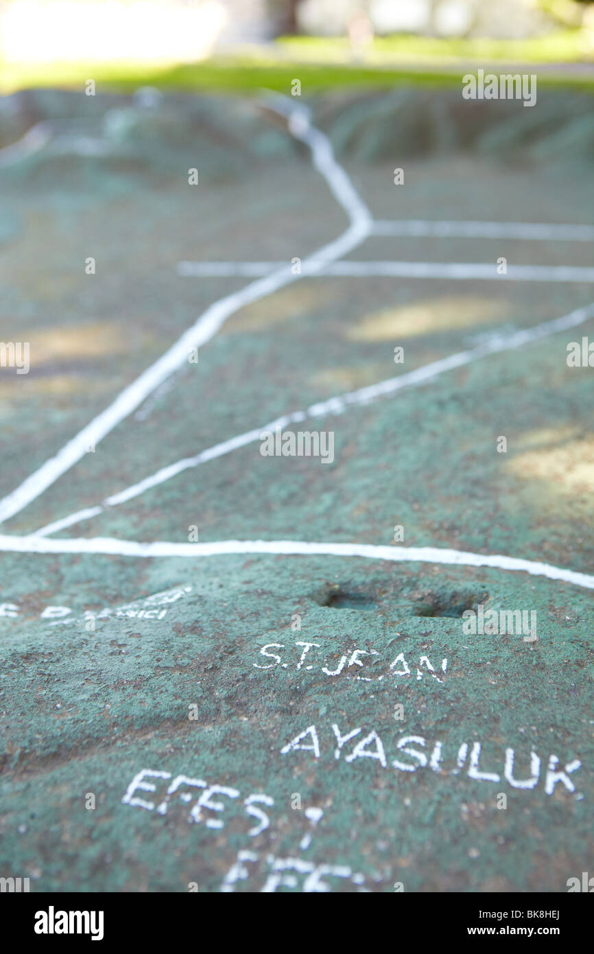 The green cement location map for tourists of the region of Selcuk and ...