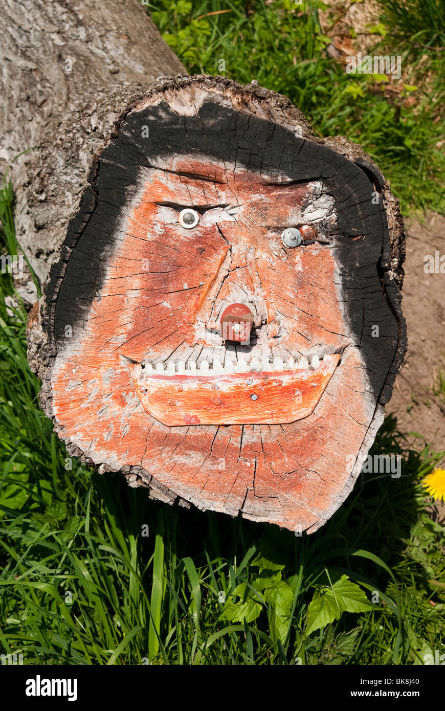 Graphitti Art on Log End Stock Photo - Alamy