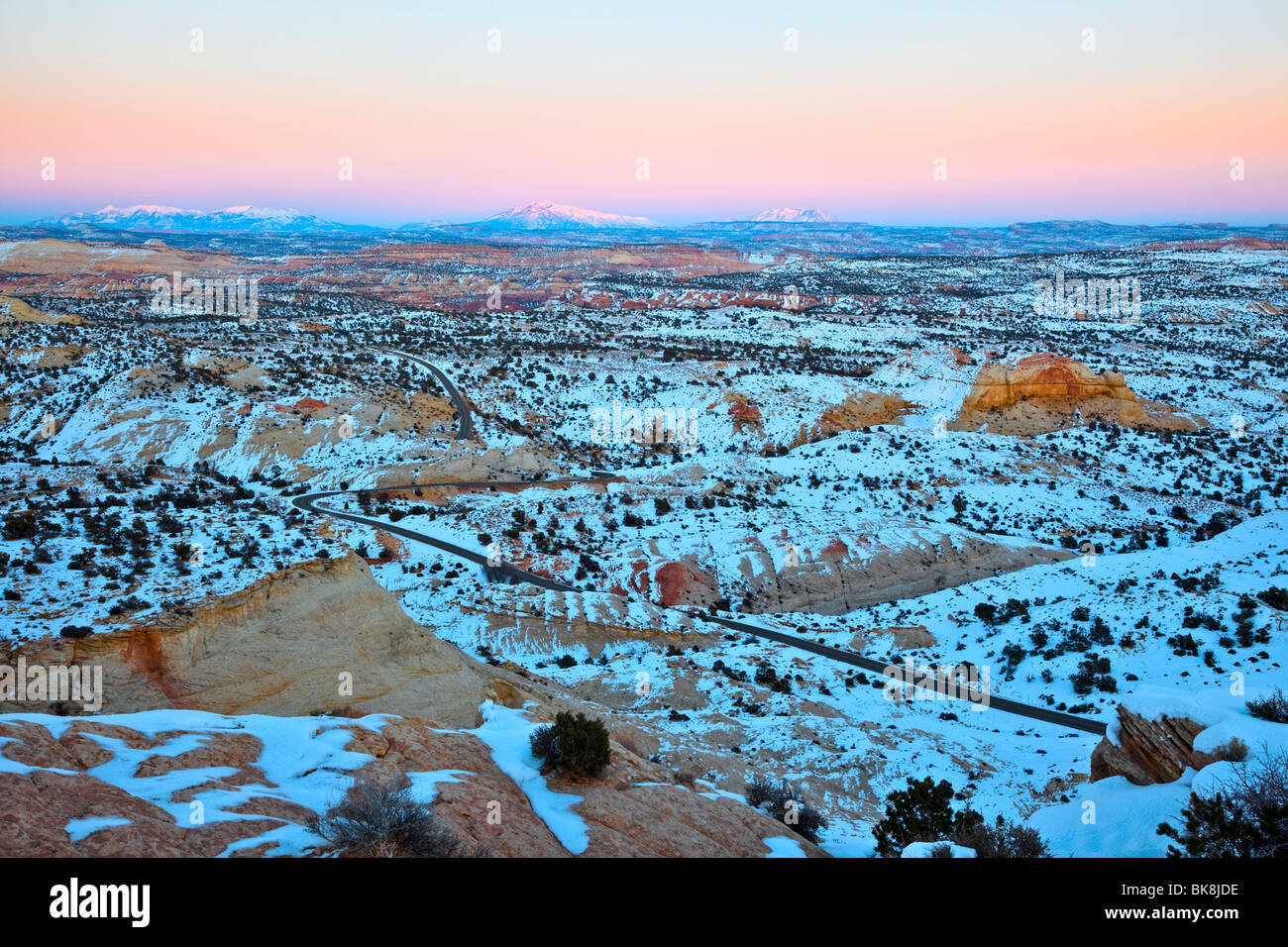 A scenic viewpoint on southern Utah's Scenic Byway 12 shows the Henry ...