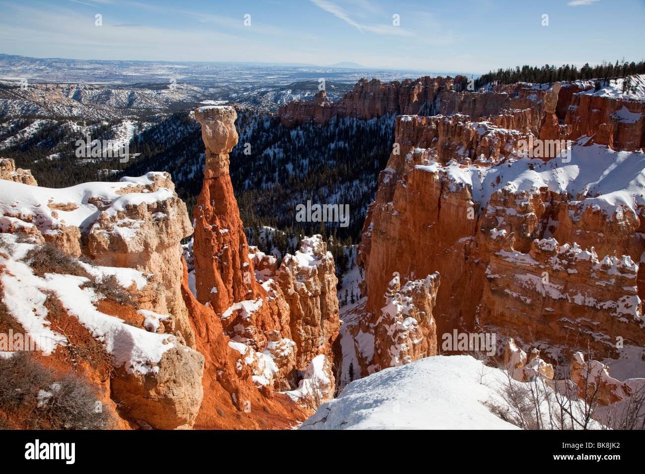 As viewed from Ponderosa Point, thin, protruding spires of rock ...