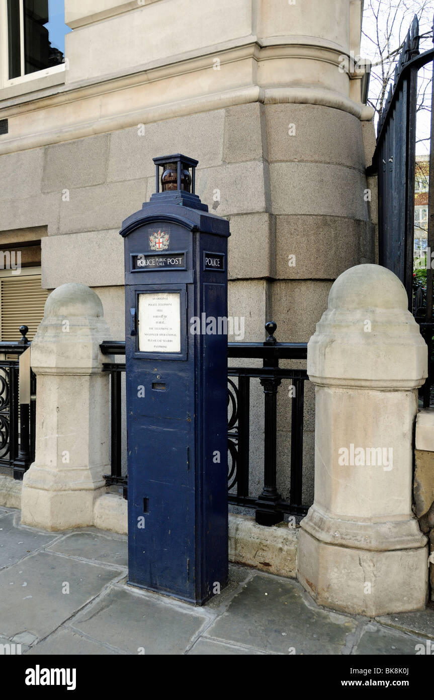 Old blue Police Public Call Post or original police telephone City of ...