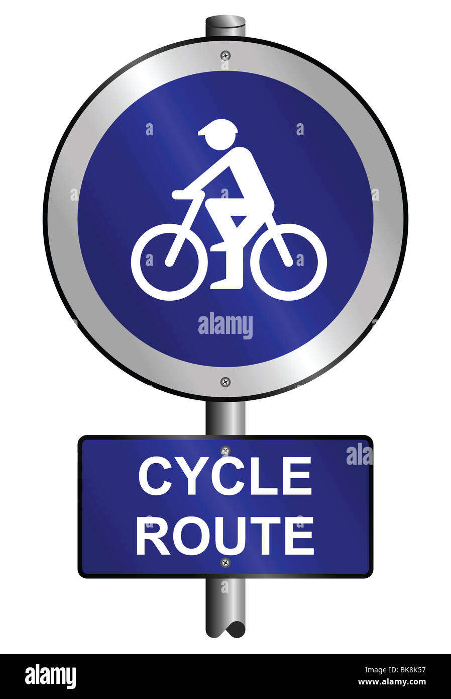 Vector of bike graphic and text information sign mounted on post Stock ...