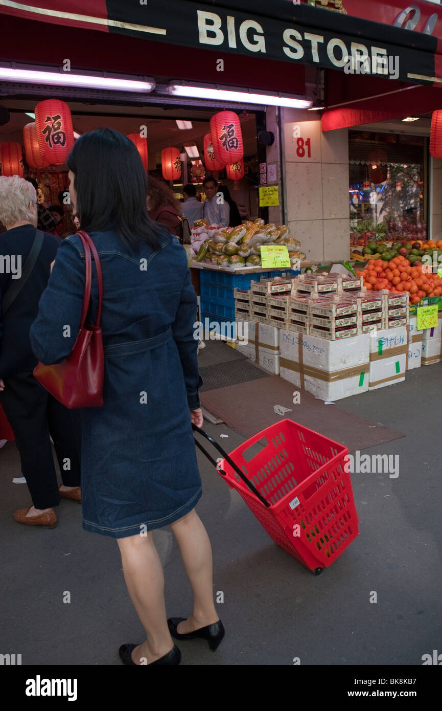 Outside Asian Retail Business, People, Woman Shopping in Chinese Food ...