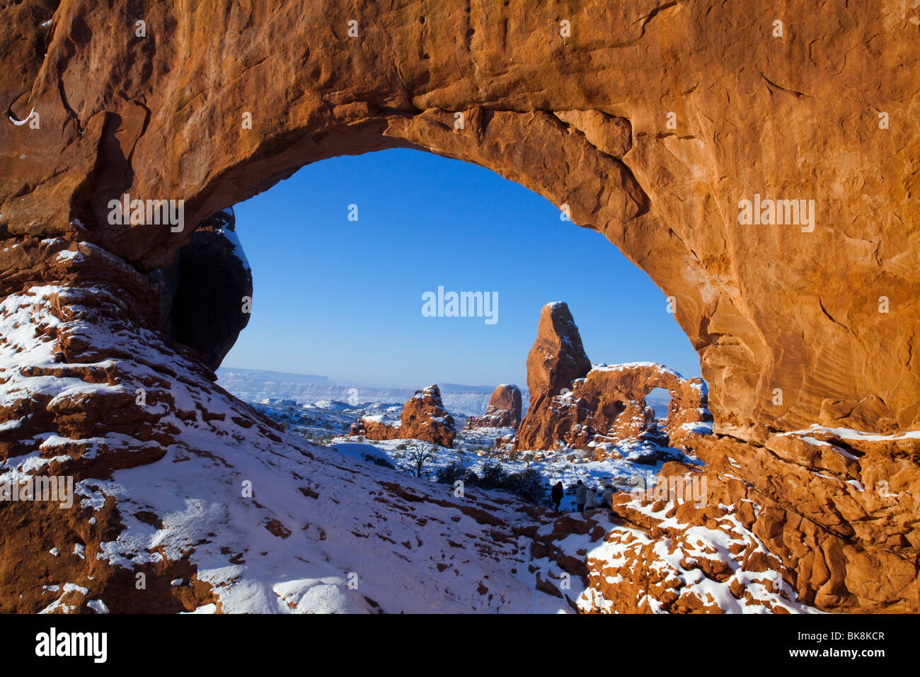 Turret Arch is viewed through the North Window in Arches National Park ...